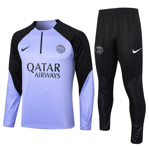 Conjunto PSG 23/24 Branco e Azul - Nike - Com Ziper Lilás
